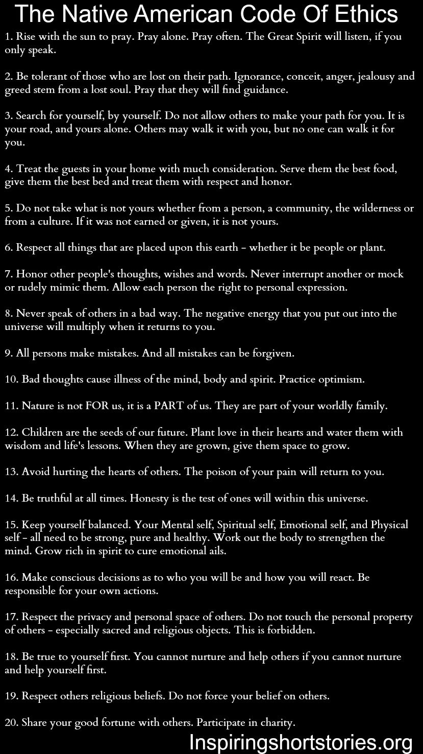 The Native American Code Of Ethics – Bright, shiny objects!